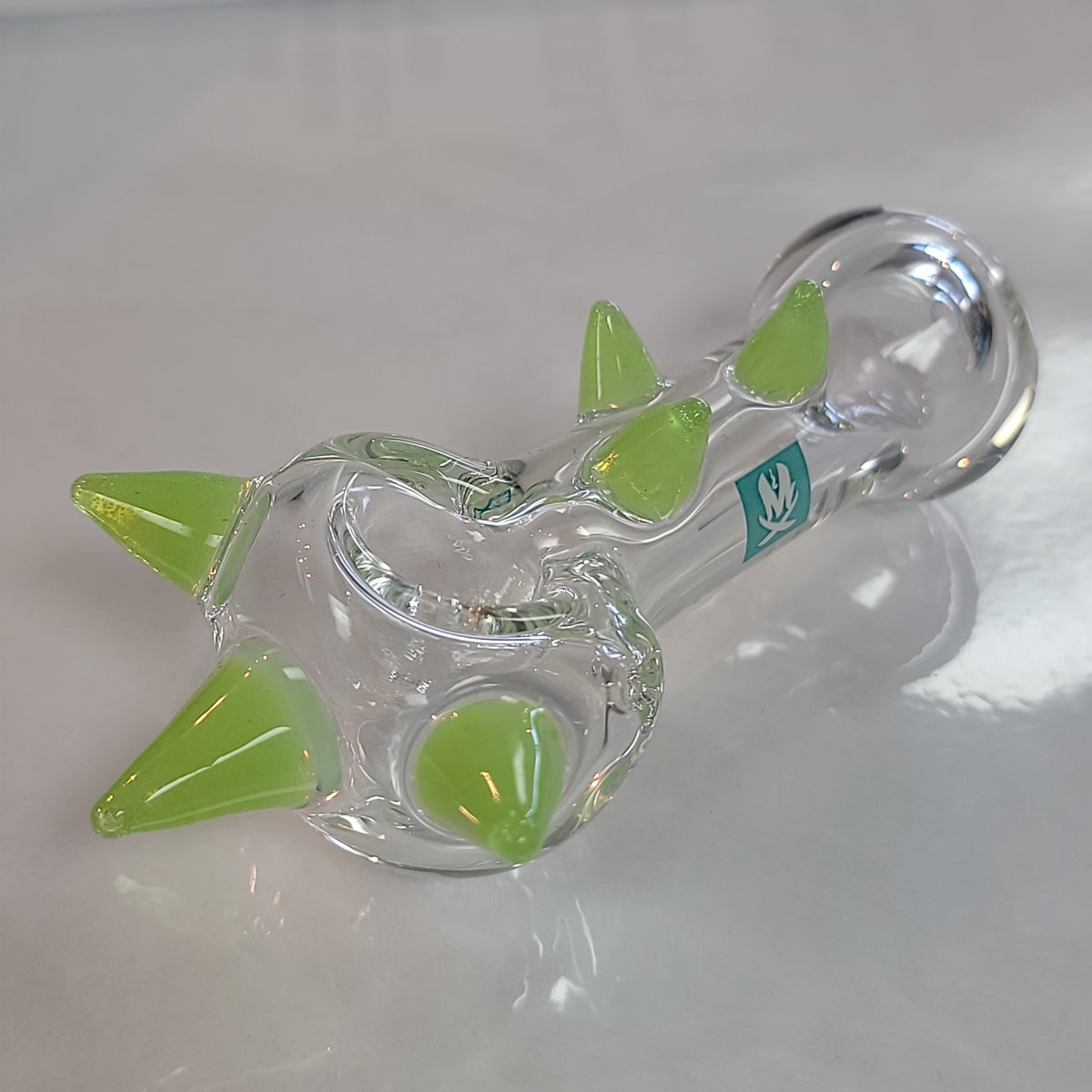 Mathematix Infamous Clear w/slyme spikes hand pipe – DoughMain